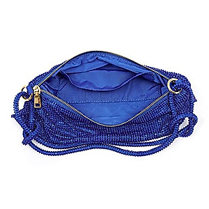 miscloder Rhinestone Purses for Women Evening Sparkly Gold Clutch Purse Chic Silver Hobo Bag for Wedding Party Prom (Blue)