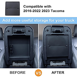JKCOVER Center Console Hidden Box Organizer Compatible with 2016-2021 2022 2023 Toyota Tacoma Accessories Armrest Hidden Storage Box Secret Compartment Press to Open and Close (Patent Design)