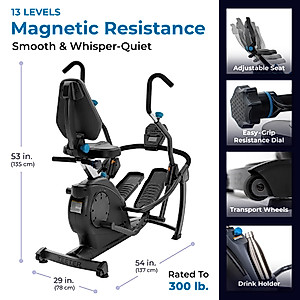 Teeter FreeStep LT3 - Recumbent Cross Trainer and Elliptical (LT3 + Mat + Gel Seat Bundle)