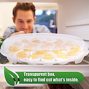 HAKSEN 3PCS Deviled Egg Containers with Lid, Clear Deviled Egg Platter Egg Carrier Egg Holder Deviled Egg Keeper Easter Thanksgiving Party Home Kitchen Supplies