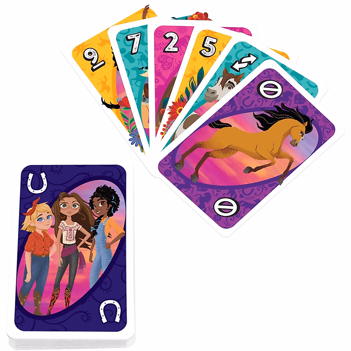 Mattel Games UNO DreamWorks Spirit Untamed Matching Card Game Featuring 112 Cards with Movie-Themed Graphics, Game Night, Kids Toy Ages 7 Years & Older