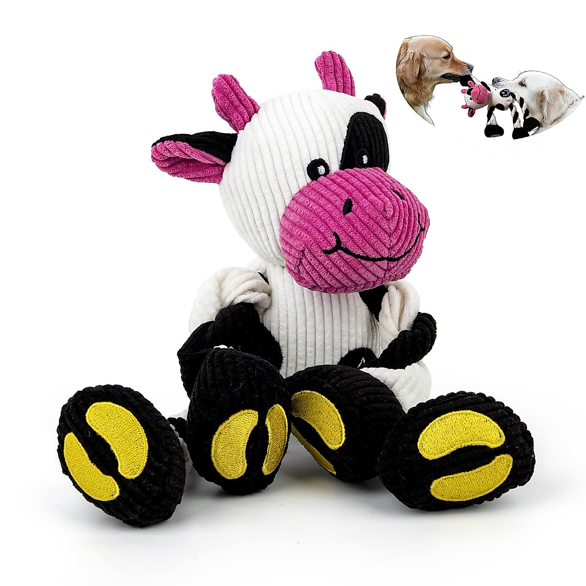 ARITHBIRD Squeaky Dog Toys - Cute Cow Shape Stuffed Plush Toy for Small, Middle, and Large Breed Dogs - Durable Dog Chew and Teething Toys -Tough Plush Toys for Cats