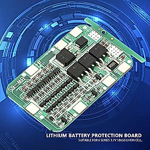 BMS 6S 15A 22V 24V Protection Board Lithium Battery Charger PCB Protection Board Overcharge/Overdischarge/Overcurrent/Short Circuit Protect for Li-ion Cell
