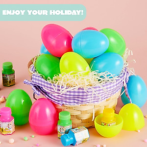 JOYIN 24 Pcs Prefilled Easter Eggs with Bubble Wands for Kids Basket Stuffers, Easter Decorations, Easter Children Fun, Egg Hunt Game, Easter Décor Gifts and Party Favors, 3.15"