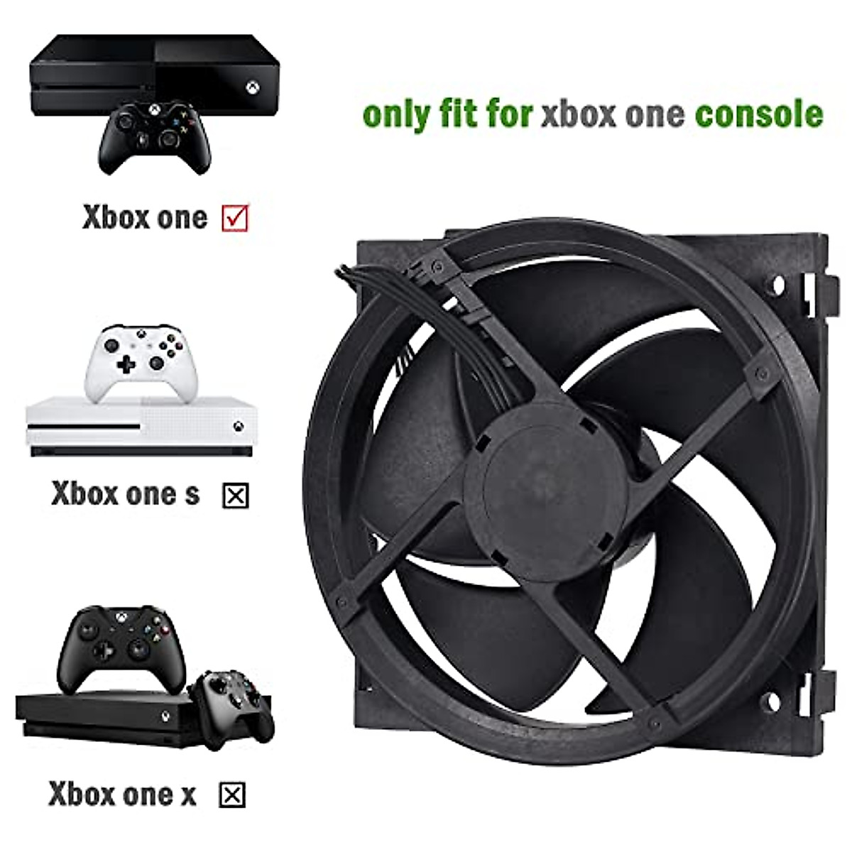 JOLANCO Replacement Internal Cooling Fan for Xbox One (with Opening Tool and Heatsink Paste)