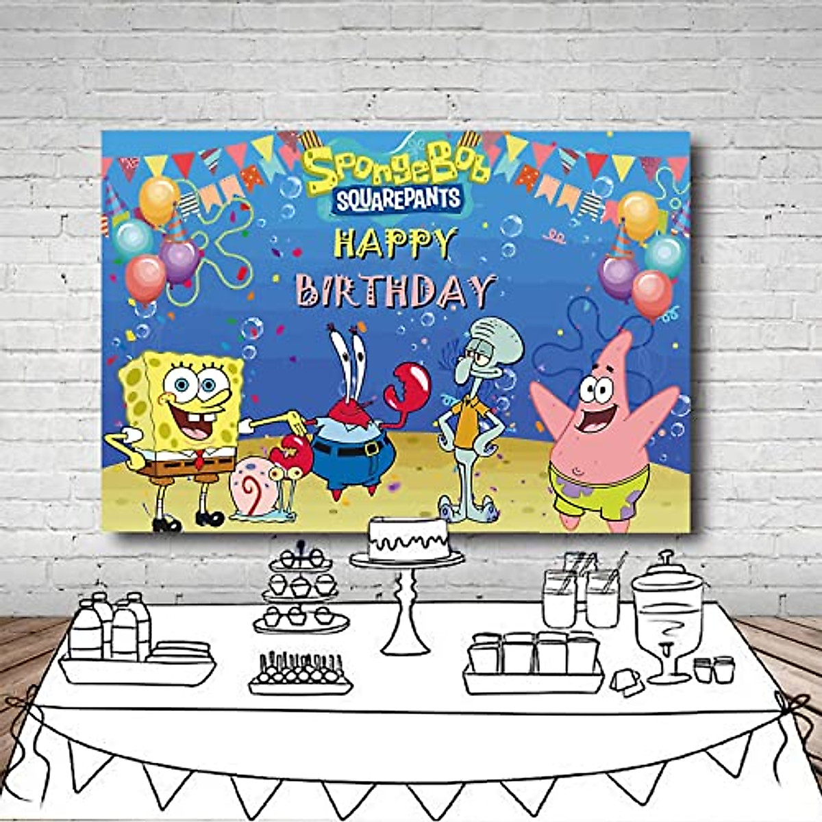 Cute Cartoon Photo Background for Children Happy Birthday Party Banner Decoration Photo Booth Studio Props Baby Shower Cake Table Photography Backdrops 5x3ft