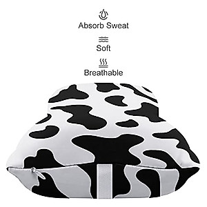Bagea-Ka Cowhide Milk Cow Print 2PCS Car Neck Pillow Memory Foam Head Rest Support Cushion for Travel Car Seat Reclining Gaming Office Chair