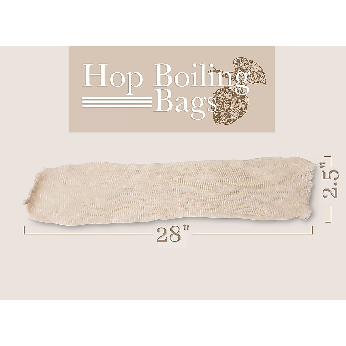 Hops and Grain Muslin Steeping Bag - Cotton Mills Beer Brewing Bags 28” (10 Count) - Microbrew, Homebrew Filtering Accessories - Boiling Bags For Tea, Cooking, Nut Milk, Soups - Hop and Grains Socks