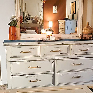 foxwake Wood and Silver Cabinet Handles 5inch Hole to Hole, 8Pack Modern Metal Drawer Pulls Mid Century Kitchen Cabinet Hardware, Center to Center Dresser Hardware Pulls and Knob