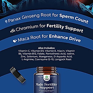 Prenatal Multivitamin Male Fertility Supplement - Mens Fertility Supplement with L-Arginine D-Aspartic Acid and Maca Root Prenatal Vitamins for Enhanced Motility Volume Potency and Fertility Support
