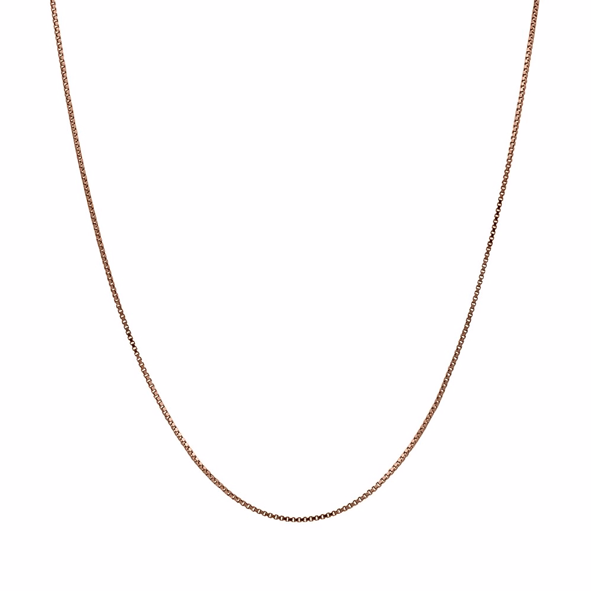 Honolulu Jewelry Company 14K Thin Real Solid Rose Gold 0.5mm Box Chain Necklace Spring-Ring Clasp - 16 Inches
