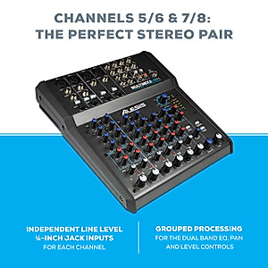 Alesis MultiMix 8 USB FX – 8 Channel Compact Studio Mixer with Built In Effects & USB Audio Interface for Live Sound and Home Studio Recording