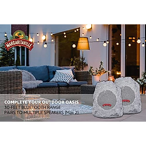 Margaritaville Outdoor Rock Bluetooth Wireless Speaker | Durable Bluetooth Speakers, Fantastic Yard or Patio Decor, IPX-4 Waterproof Rated, Granite Grey “On The Rock