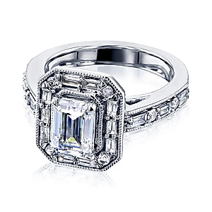 Kobelli Moissanite The Daisy Art Deco Emerald Engagement Ring - 6.0 / Forever One D-E-F