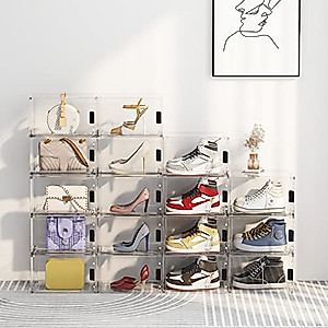 SEE SPRING Sneaker Cases for Sneakerheads Shoe Storage Boxes Clear Stackable Sneaker Display Boxes Shoe Organizers Fit up to Size 16 Containers Pack of 2