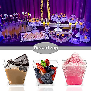 Yuxitia 50Pack 5oz Plastic Dessert Cups with Lids and Spoons, Clear Mini Dessert Cups with lids for Party, Dessert Fruit Ice Cream Pudding Parfait Cups Bowls Reusable