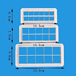 ZYAMY Square Biscuit Cutters Set, 3 Size (14.5cm x 1 + 15.5cm x 1 + 19.0cm x 1), Cookie Cutter Cake Fondant Cutter