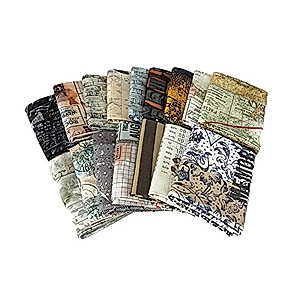 10 Fat Quarters - Tim Holtz Eclectic Elements & Abandoned Assorted Free Spirit Maps Rulers Numbers Charts Pre-Cut Fat Quarter Bundle M222.17
