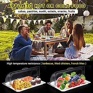 Food Serving Display Tray with Clear Roll Top Cover Reusable Platter Cake Pastry Dessert Display Tray Plate Case with Lid for Food Buffet