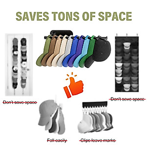 Volnamal Hat Organizer for Baseball Caps(2 Pack), Metal Retractable Hat Rack for Baseball Caps, Hat Holder Organizer, Hat Hanger Wall Drilled/Strong Adhesive for Closet Organizers and Storage