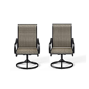 Bigroof Patio Swivel Chairs Metal Mesh Dining Chairs Set of 2 with Textilene Fabric, Outdoor Garden Backyard Lawn Furniture Rocker Chair, Grey