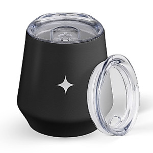 JoyJolt Tri-Insulated Wine Tumbler with Lid Pack. 12 oz Tumbler, Slider and Straw Lids. Vacuum Double Walled Stainless Steel Stemless Wine Glass, Copper Lined for Very Cold Drinks, Travel and Camping