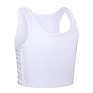 INRANXISM Chest Binder for Women FTM Cotton Binder Trans Hook Binder Bra for Transgender Tank Top (Large, White)
