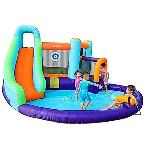 AirMyFun Inflatable Water Slide, Water Bouncy House for Wet and Dry with Climbing Wall, Jumping and Splash Pool,Water Bounce House with Slide for Big Kids
