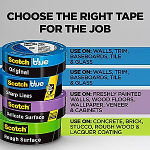 ScotchBlue Original Multi-Surface Painter's Tape, 1.88 Inches x 60 Yards, 2 Rolls, Blue, Paint Tape Protects Surfaces and Removes Easily, Multi-Surface Painting Tape for Indoor and Outdoor Use