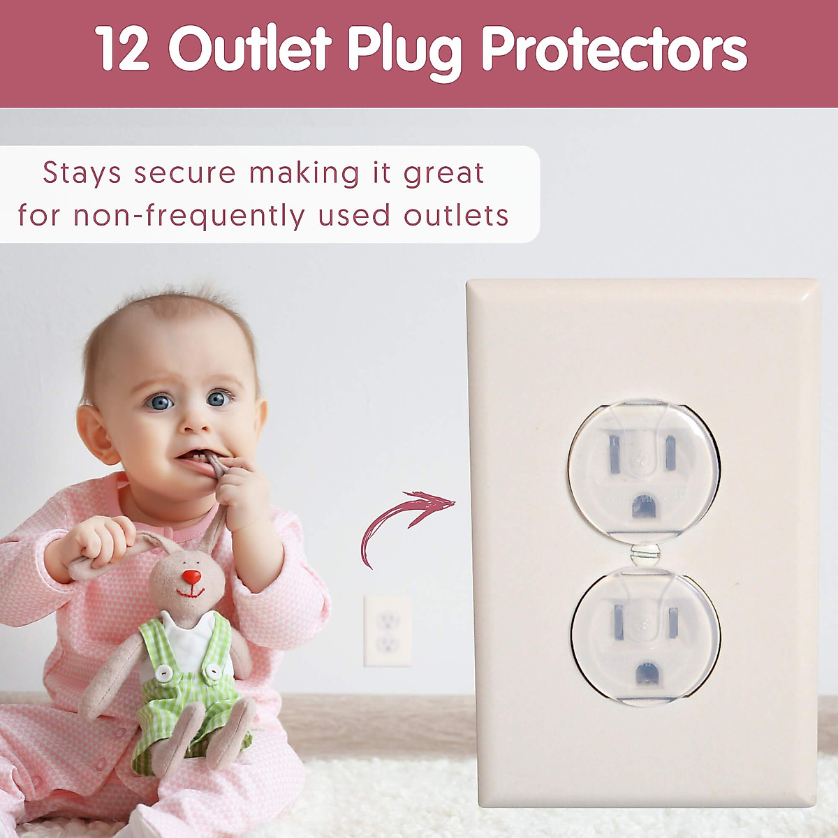 6-Pack Self Closing Outlet Covers - White, Easy to Install Baby Proof Outlet Covers with 12 Clear Outlet Plug Covers for Child Electrical Safety - Baby Proofing Electrical Outlets Made Easy by Wittle