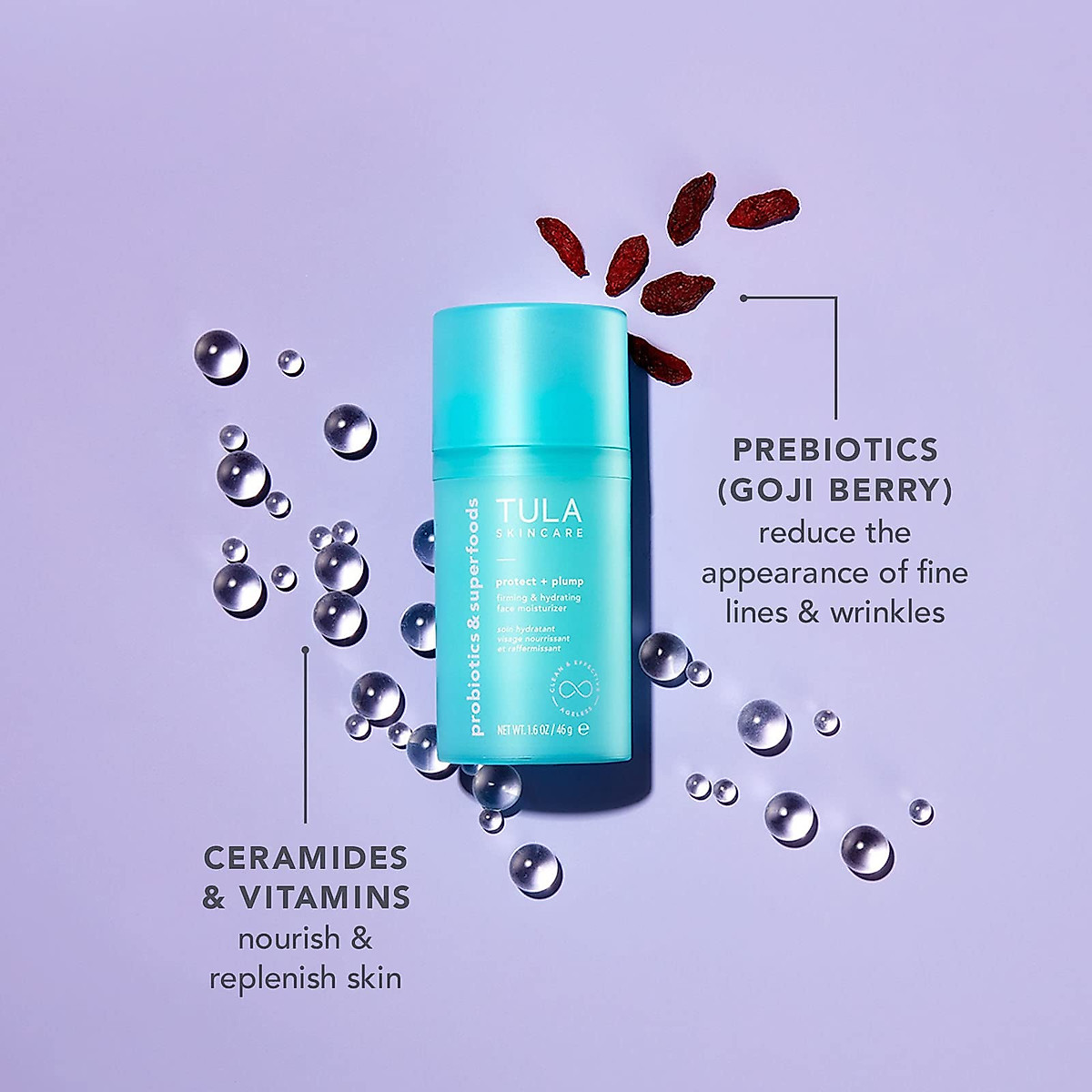 TULA Skin Care Protect + Plump Firming & Hydrating Face Moisturizer - Skincare-First, Daily Ageless Moisturizer, Minimizes the Look of Wrinkles & Fine Lines, 1.6 oz.