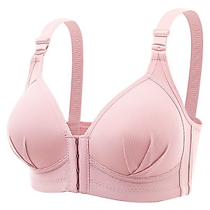 Women's Clothes Sales Clearance Summer Sports Bras for Women Pack of 3 Women Front Closure Wireless Post-Surgery Bra Front Snaps Bra Easy Close Sports Bras High Support Bra Push Up Bra Pink XL
