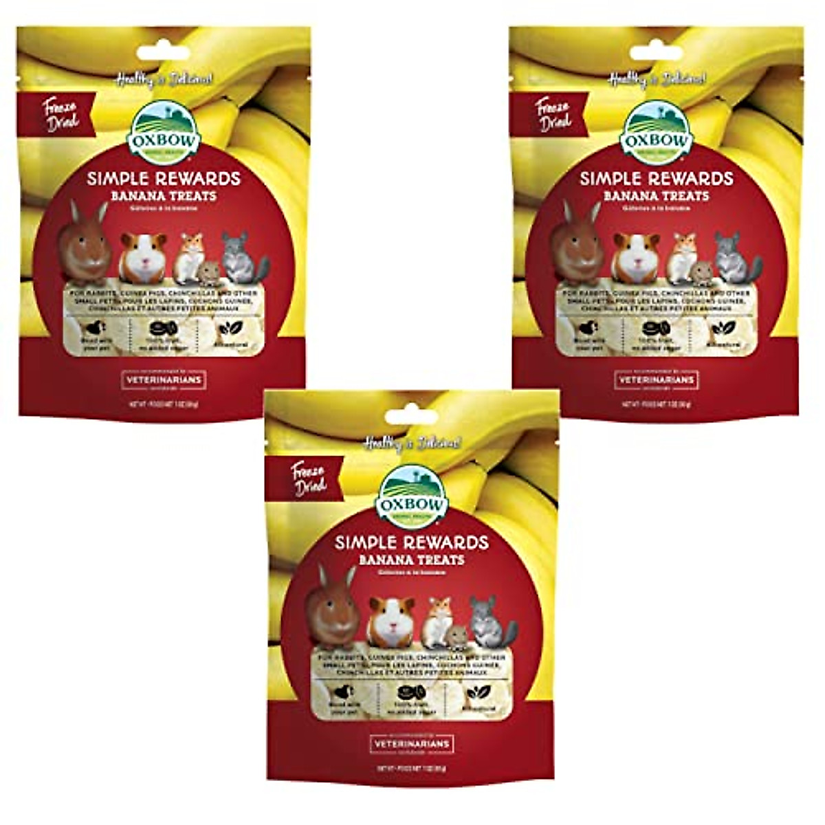 Oxbow SIMPLE REWARDS Treats - Rabbits Guinea Pigs Chinchillas BANANA 1 oz 3 PACK
