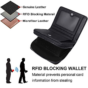 HUANLANG Mens Wallet RFID Blocking Multi Card Holder Wallets for Men Bifold Wallet with Zipper Small Men's Leather Wallet