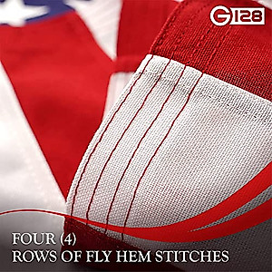 G128 3x5 Ft American Flag Deluxe TearProof Series, Featuring Super Tough Spun Polyester, Embroidered Stars, Sewn Stripes