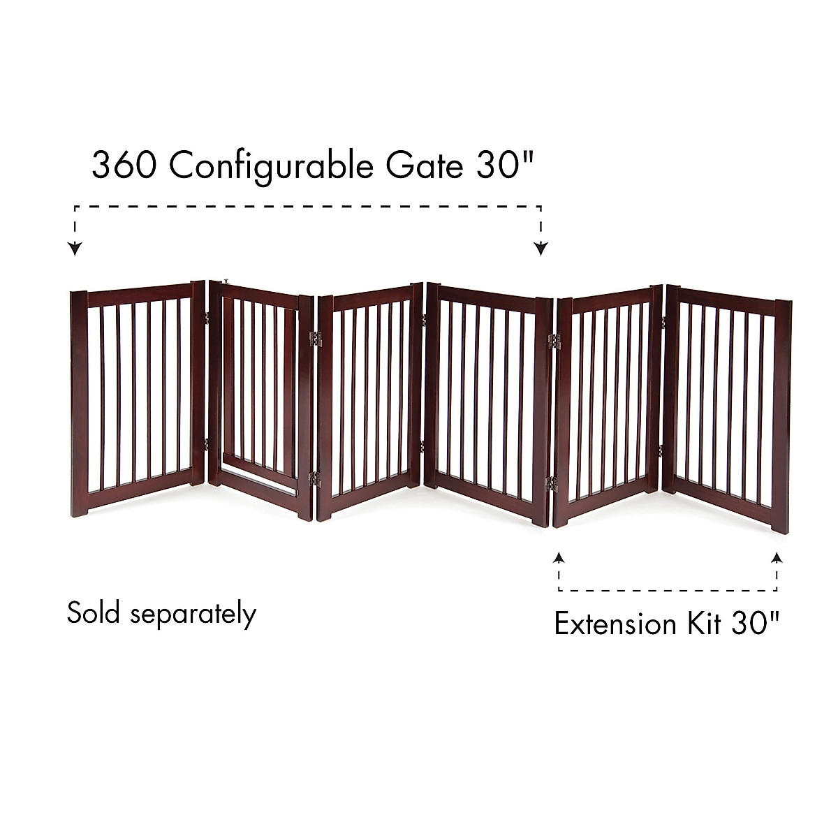 Primetime Petz 33233 Extension Kit for 360 Configurable Walk Through Folding Pet Gate ,Walnut,30"
