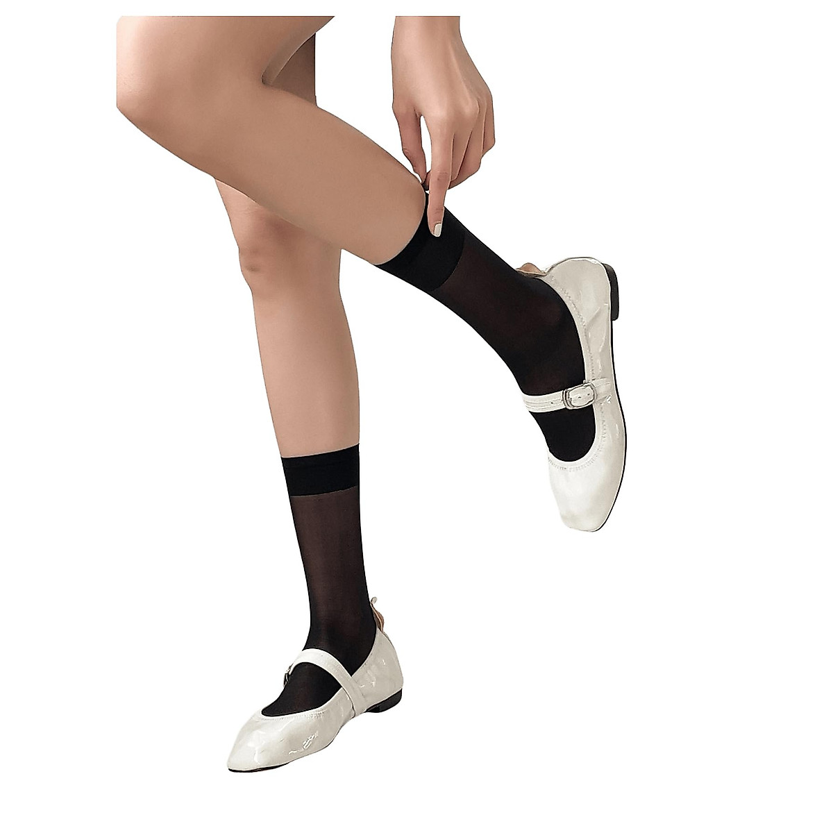 Milumia Women's Mesh Sheer Socks Ankle High Socks Black One Size