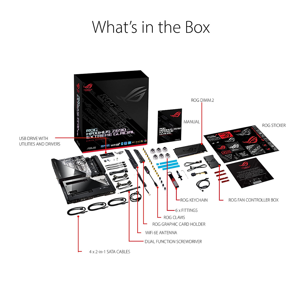 ASUS ROG Maximus Z690 Extreme Glacial(WiFi 6E)LGA 1700(Intel 12th Gen)EATX gaming motherboard(Integrated EK Ultrablock,PCIe5.0,DDR5,24+1 power stages,5x M.2,PCIe 5.0 M.2,10Gb&2.5GbLAN,2xThunderbolt 4)