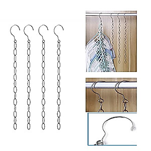 10 Pack Stainless Steel Space Saving Hanger Chains Organizer Closet Storage for Heavy Clothes Space Saver Hangers Metal Cascading Hangers Chains Essentials Magic Hangers Gain 90% More Space