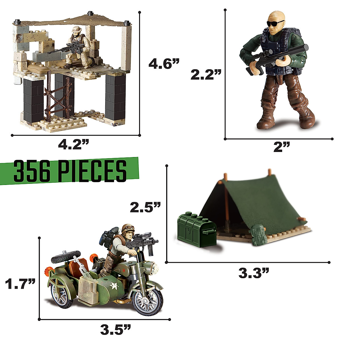 Special Forces Mini Action Figure toy Ages 8-12+ Includes 3 Military Building Sets 6 Soldier Figures Designed as an Educational Gift for Military Enthusiasts. Kids & Parents Quality Family Time 356Pcs