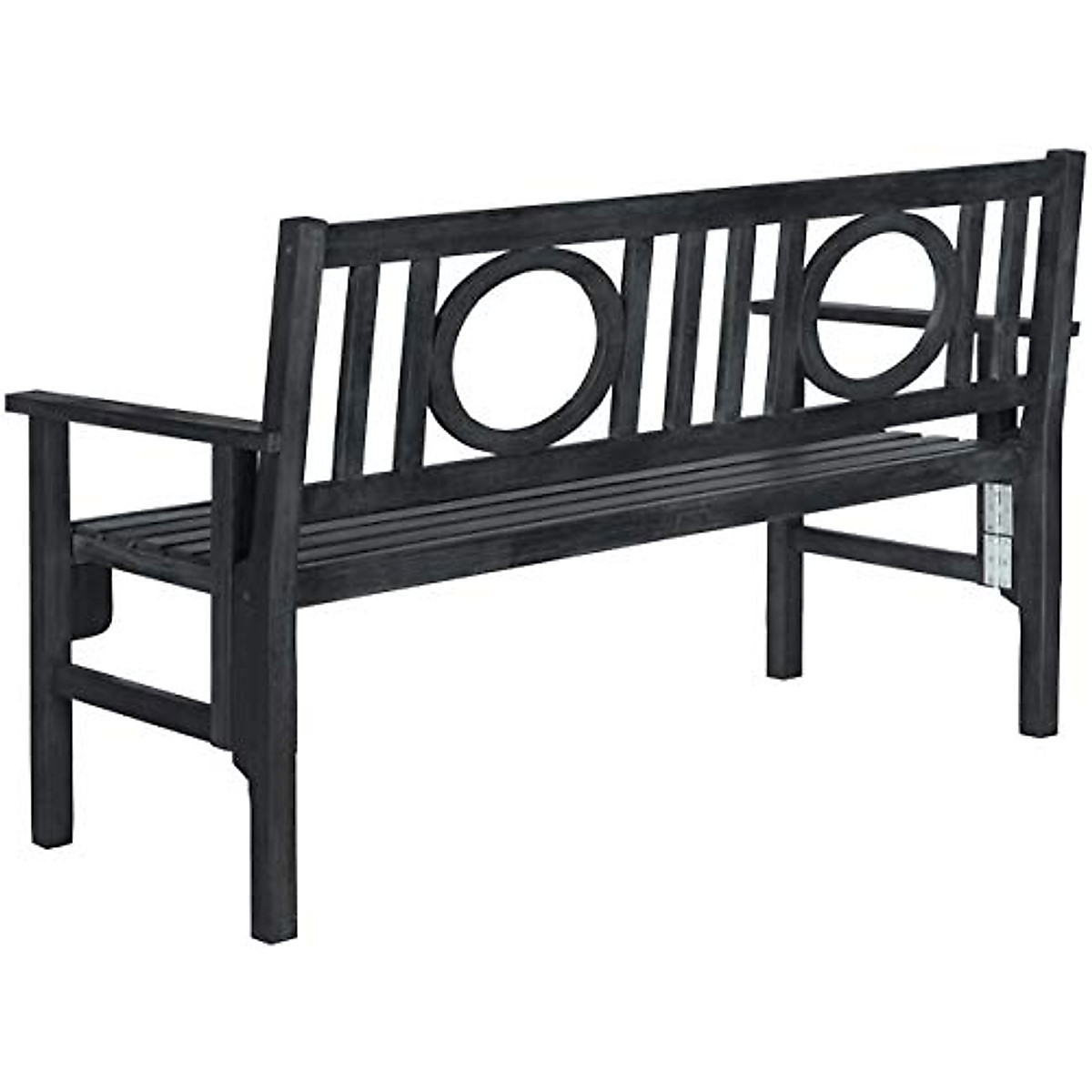 Safavieh PAT6714K Outdoor Collection Piedmont Grey Folding Bench, Dark Slate Gray