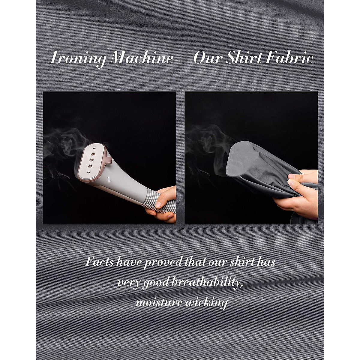 J.VER Men's Casual Long Sleeve Stretch Dress Shirt Wrinkle-Free Regular Fit Button Down Shirts Grey Medium