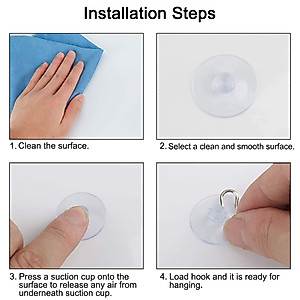 uxcell 4pcs Suction Cup Hooks 1 Inch Diameter Wall Hooks Hangers Removable Kitchen Bathroom Wall Vacuum Holder for Smooth Tile Glass