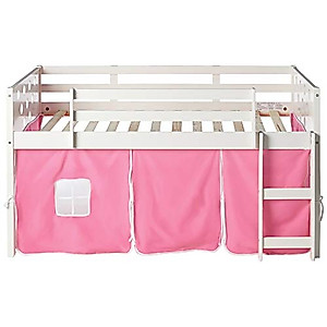 Donco Kids 780A-TW-750C-TB Circles Low Loft Bed with Pink Tent, Twin, White