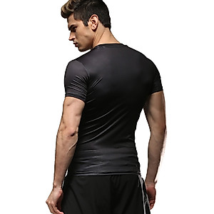 Red Plume Men's Compression Fitness Shirt,Bat Printing Sports Wicking T-Shirt (XXL) Black