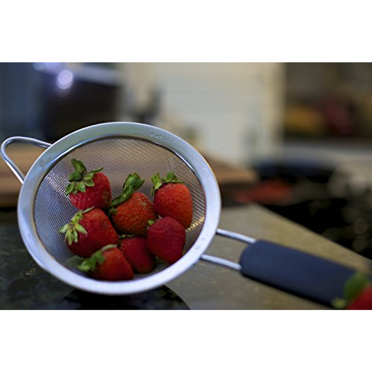 LiveFresh Fine Mesh Strainer with Non Slip Handle. Premium Stainless Steel Strainer for Quinoa, Tea, Soup, Sifting, Baking, Straining - 5-1/2 Inch