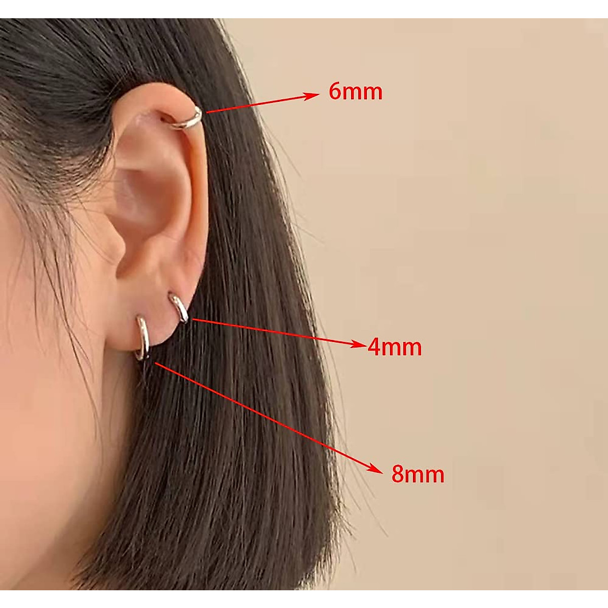 Minimalist Tiny Small Hoop Earrings for Women Girls 925 Sterling Silver Golden Polished Mini Huggie Hoops Cartilage Cuff Helix Thin Wrap Hypoallergenic Simple Jewelry