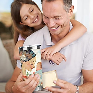 FOCIUZTA 20oz Low-Poly Floral Art Design with Maternal Love Theme Tumbler with Lid, Travel Coffee Cup, Ideal for Easter, Mother Day, and Birthday Gifts