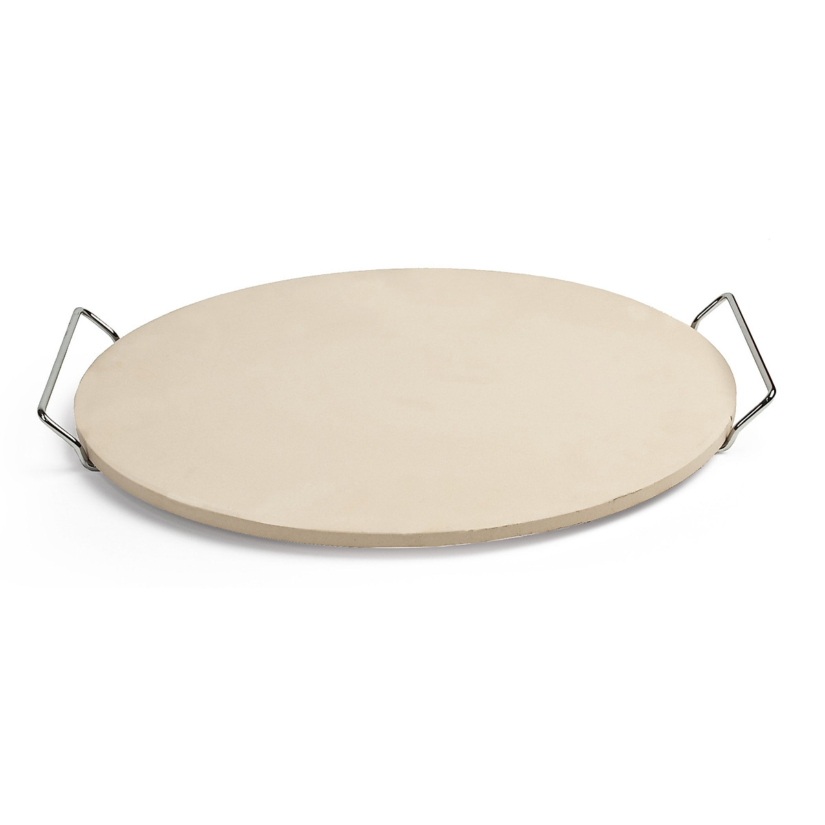 Pizzacraft Round Ceramic Pizza Stone with Wire Frame, 15“Diameter