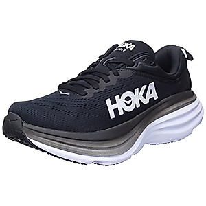 HOKA ONE ONE Women's Running Shoes, Black/White, 8 B (Medium)